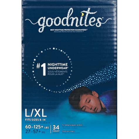 Goodnites Underwear Nighttime Lxl 60 125 Lbs 34 Each Delivery