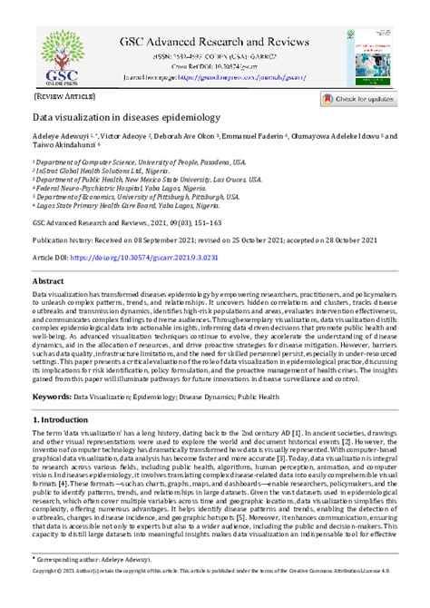 Pdf Data Visualization In Diseases Epidemiology