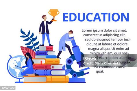 평면 스타일에서 교육 개념입니다 벡터 일러스트 레이 션 사람들이 학습과 지식을 습득 합니다 일정 학생 들의 창의적인 디자인 책에