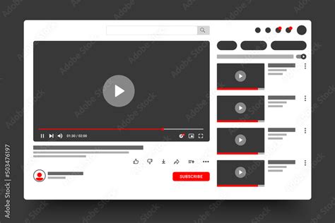 Youtube Video Frame Template Vector Set Isolated Youtube Screen Frame On Background Empty