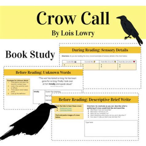 Crow Call Book Study By Nutmegteacher Tpt