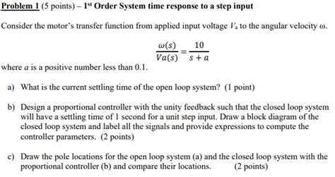 Solved Problem 1 5 Points 1st Order System Time Response