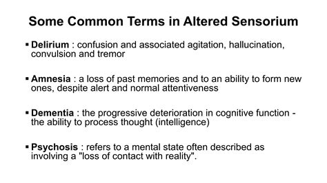 Altered Sensorium Ppt Pptx Brain And Nervous System Disorders Diseases And Conditions