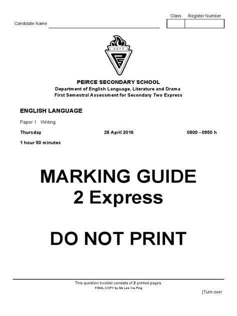 Pss Sa1 2016 2e P1 Insert Answers Pdf Linguistic Morphology Syntax