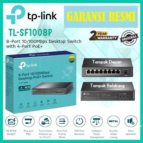Jual Switch 8 Port 10 100mbps With 4 Port Poe Tp Link Tl Sf1008p Shopee Indonesia