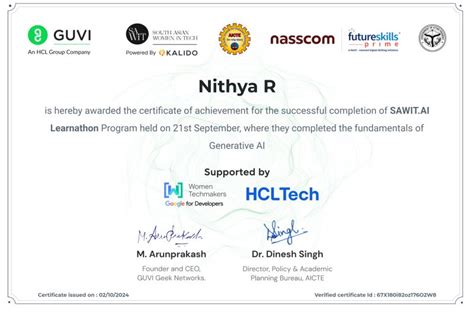 Nithya R On Linkedin Guvi Artificialintelligence Machinelearning