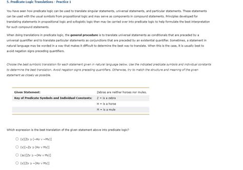Solved 5 Predicate Logic Translations Practice 1 You Have