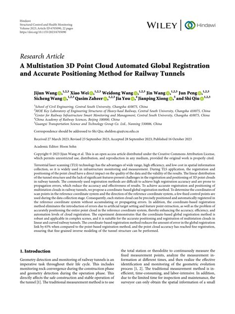 Pdf A Multistation 3d Point Cloud Automated Global Registration And Accurate Positioning