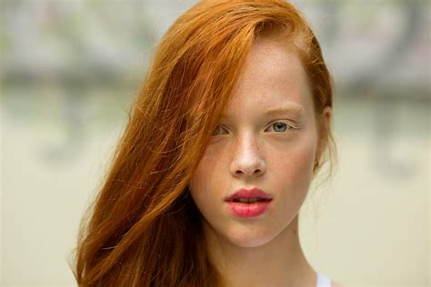 Beautiful Red Haired Woman Country