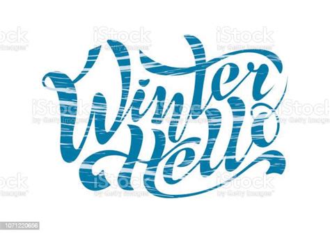 아름 다운 손으로 비문 엽서 장식 장난감에 대 한 질감된 배경에서 서 예 안녕하세요 겨울 옷 이나 기념품에 인쇄 합니다 고립 된 벡터 Hello Winter Saying