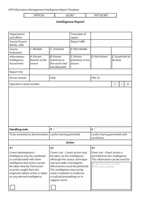 Intelligence Report Template College Of Policing Fill Out Sign Online And Download Pdf