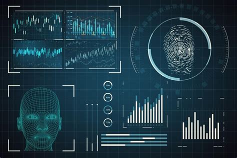 Premium Photo Abstract Glowing Finger Print Interface With Grid