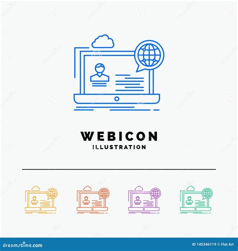 Webinar Forum Online Seminar Website 5 Color Line Web Icon Template Isolated On White
