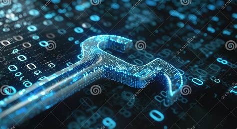 digital wrench symbol on binary code background stock image image of