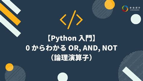 【python 入門】0 からわかる Or And Not（論理演算子） キカガクブログ
