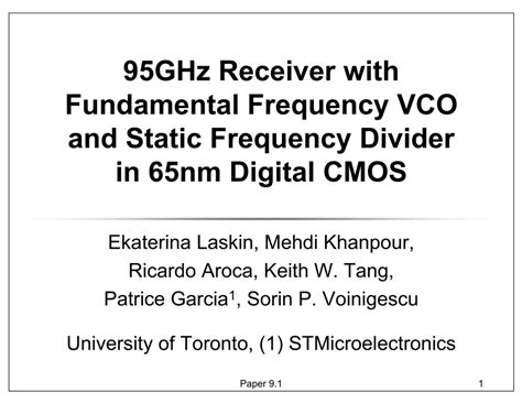 Pdf A 95ghz Receiver With Fundamental Frequency Vco And Static