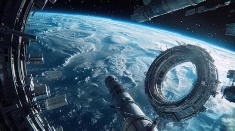 space station orbiting earth premium ai generated image