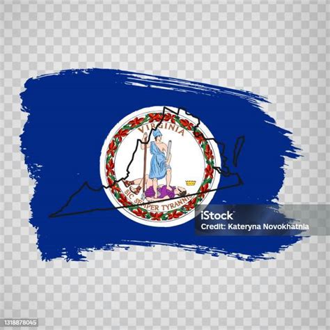 브러시 스트로크와 빈 지도에서 버지니아의 국기 미국 고품질지도 웨스트 버지니아와 디자인에 대한 투명 배경에 플래그 Eps10 0