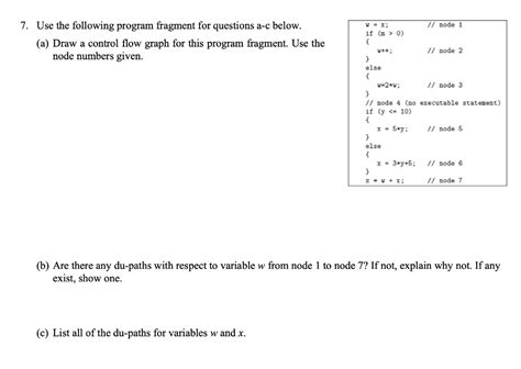 Solved 7 Use The Following Program Fragment For Questions