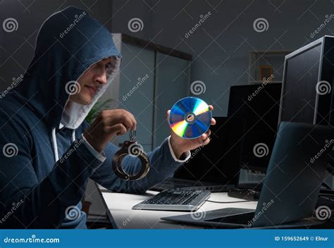 Hacker Hacking Computer At Night Stock Image Image Of Phishing