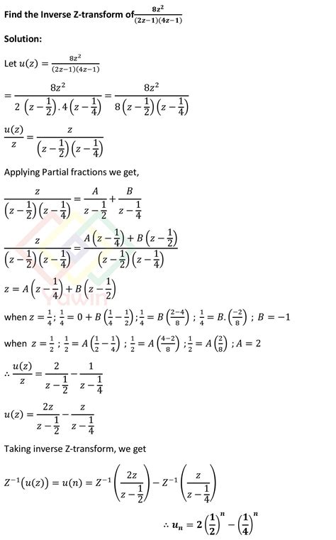 Find The Inverse Z Transform Of 8z2 2z 1 4z 1 Yawin