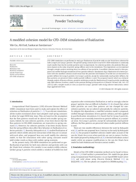 Pdf A Modified Cohesion Model For Cfddem Simulations Of Fluidization