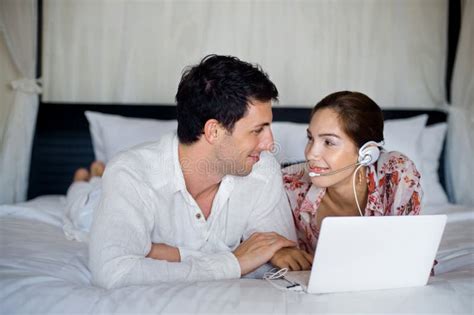 Couple Using Laptop Stock Image Image Of Notebook Internet 771821
