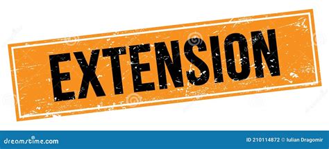 Extension Text On Black Orange Grungy Rectangle Stamp Stock
