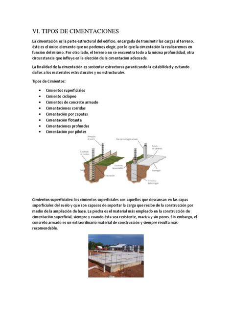 Tipos De Cimentaciones Para Construcción Pdf Fundación Ingeniería