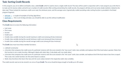Solved Task Sorting Credit Records In This Program You Are