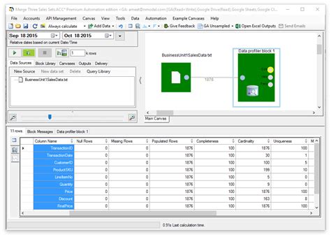 [desktop] how to use the data profiler block analytics canvas