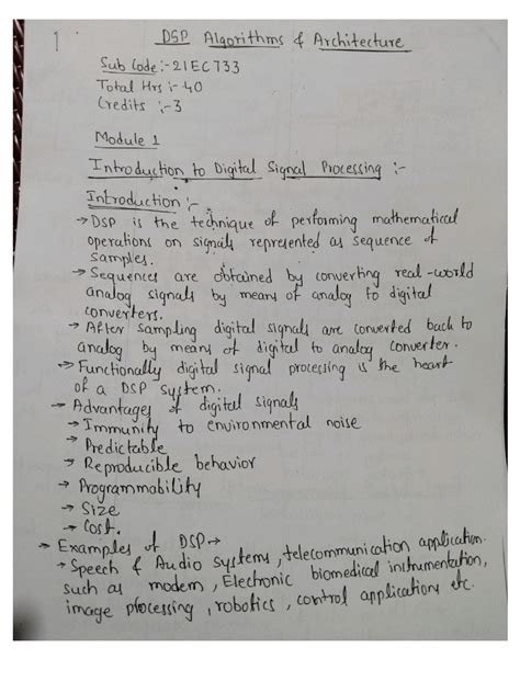 Module1 Dsp Algorithms And Architecture Pdf