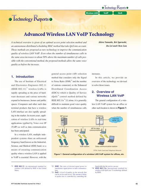 PDF Advanced Wireless LAN VoIP Technology NTTドコモ Wireless LAN VoIP QoS Akira Yamada Kei