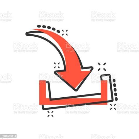 만화 스타일에서 아이콘 파일을 다운로드 합니다 벡터 만화 그림 그림 다운로드 다운 화살표입니다 다운로드 비즈니스 개념 스플래시