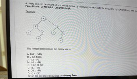 Solved A Binary Tree Can Be Described In A Textual Format By