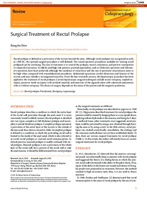 Pdf Surgical Treatment Of Rectal Prolapse