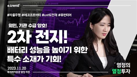 2차 전지 배터리 성능을 높이기 위한 특수 소재가 기회 하이투자증권 염정 차장 Youtube