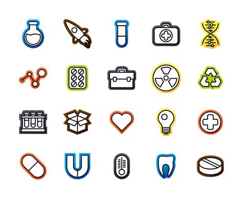 Information Science Outline Icons Collection Vector Image