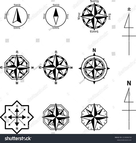 Compass Rose Direction Mark Vector Illustration Stock Vector Royalty