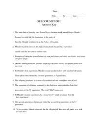 GREGOR MENDEL Answer Key Slides Genetics Docsity