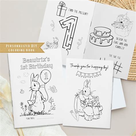 Classic Rabbit Party Coloring Book Rabbit Birthday Party Activity Sheet Rabbit Spring Garden