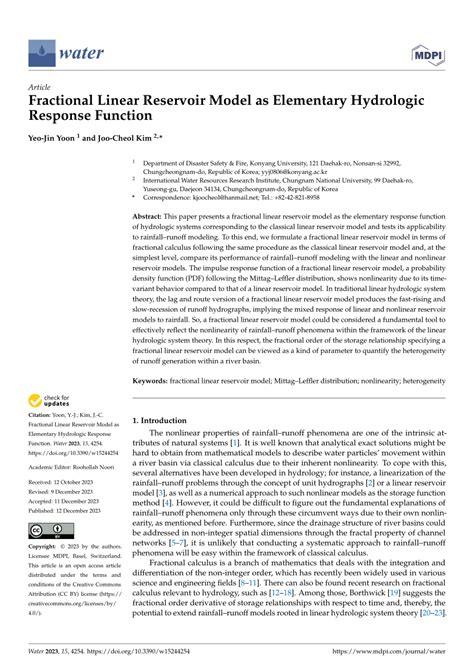 pdf fractional linear reservoir model as elementary hydrologic