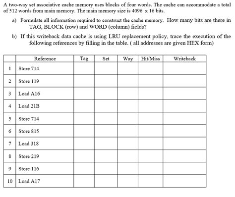 Answered A Two Way Set Associative Cache Memory Bartleby