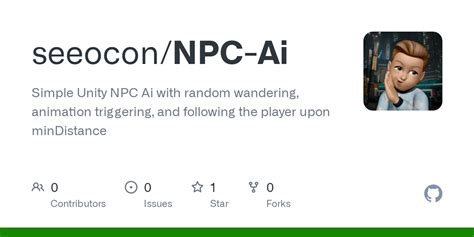 github seeocon npc ai simple unity npc ai with random wandering animation triggering and