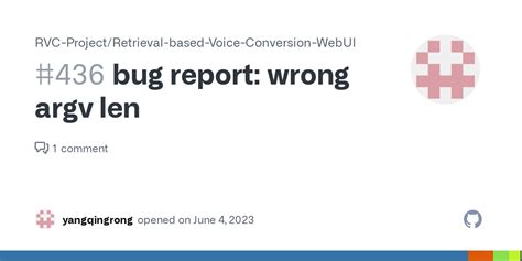 Bug Report Wrong Argv Len Issue RVC Project Retrieval Based Voice Conversion WebUI