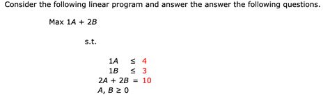 Solved Consider The Following Linear Program And Answer The Chegg