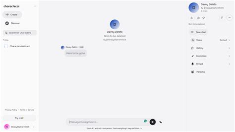 how to delete a character from character ai