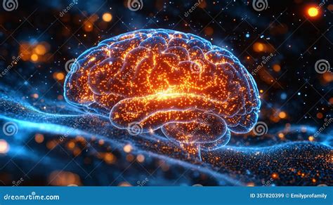 Anatomical Cross Section Of A Human Brain With Illuminated Neural Pathways And Directional