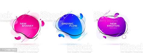 액체 색 추상적인 기하학적 도형의 집합입니다 최소한의 배너 로고 사회 게시물에 대 한 유체 그라데이션 요소 미래 지향적인 세련