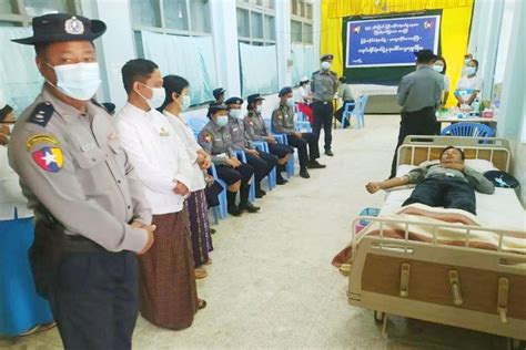 သရက်မြို့၌ ၅၉ နှစ်မြောက် မြန်မာနိုင်ငံရဲတပ်ဖွဲ့အား ဂုဏ်ပြုကြိုဆိုသောအားဖြင့် စုပေါင်း သွေးလှူဒ